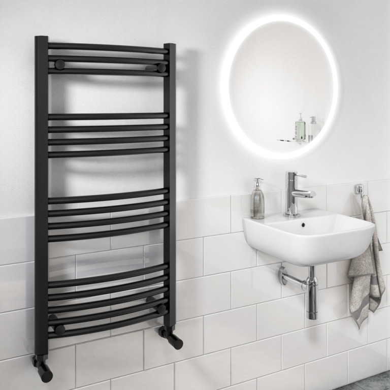 Loco Premier Curved 600 x 1000mm Matt Black Ladder Rail